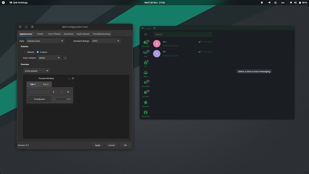 Telegram Desktop Gets Borders When Using Kvantum In Qt6 GNOME