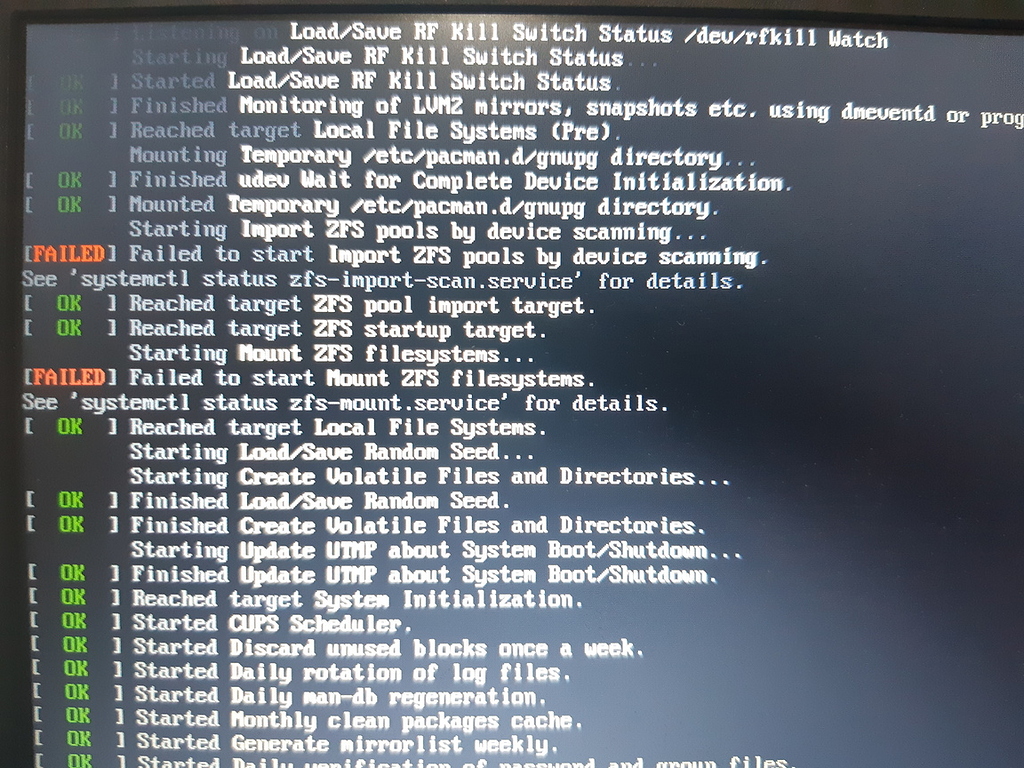 Failed to start import ZFS pools by device scanning - Support - Manjaro Linux Forum