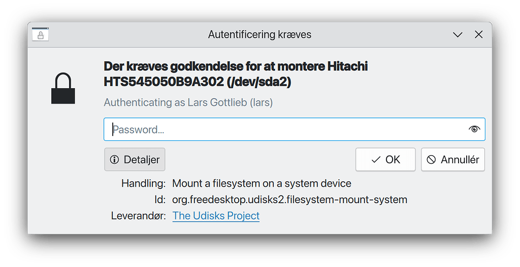 Udisks requires root password to mount internal drives - Support - Manjaro Linux Forum