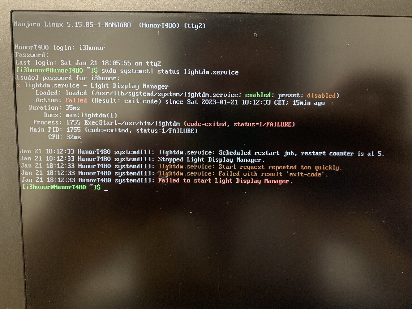Lightdm failed to start again - Xfce - Manjaro Linux Forum