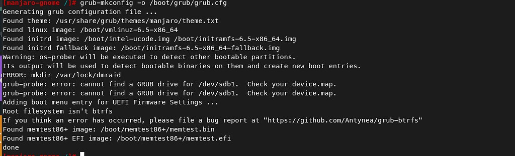 Grub-mkconfig fails on liveusb - Support - Manjaro Linux Forum