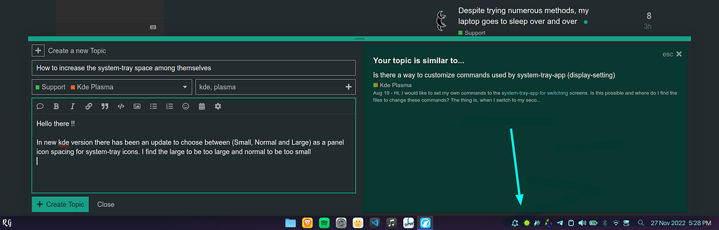 How to increase the system-tray space among icons? - KDE Plasma - Manjaro Linux Forum