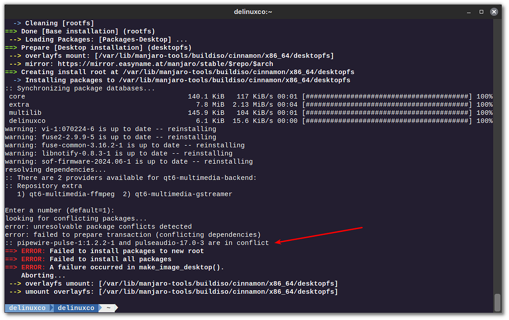 BUILDISO fails on Pipewire-Pulse conflicts with Pulseaudio - Dev Tools ...