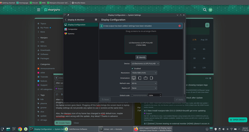 After update, unable to use 2 screen devices to extend screens - Graphics & Display - Manjaro ...