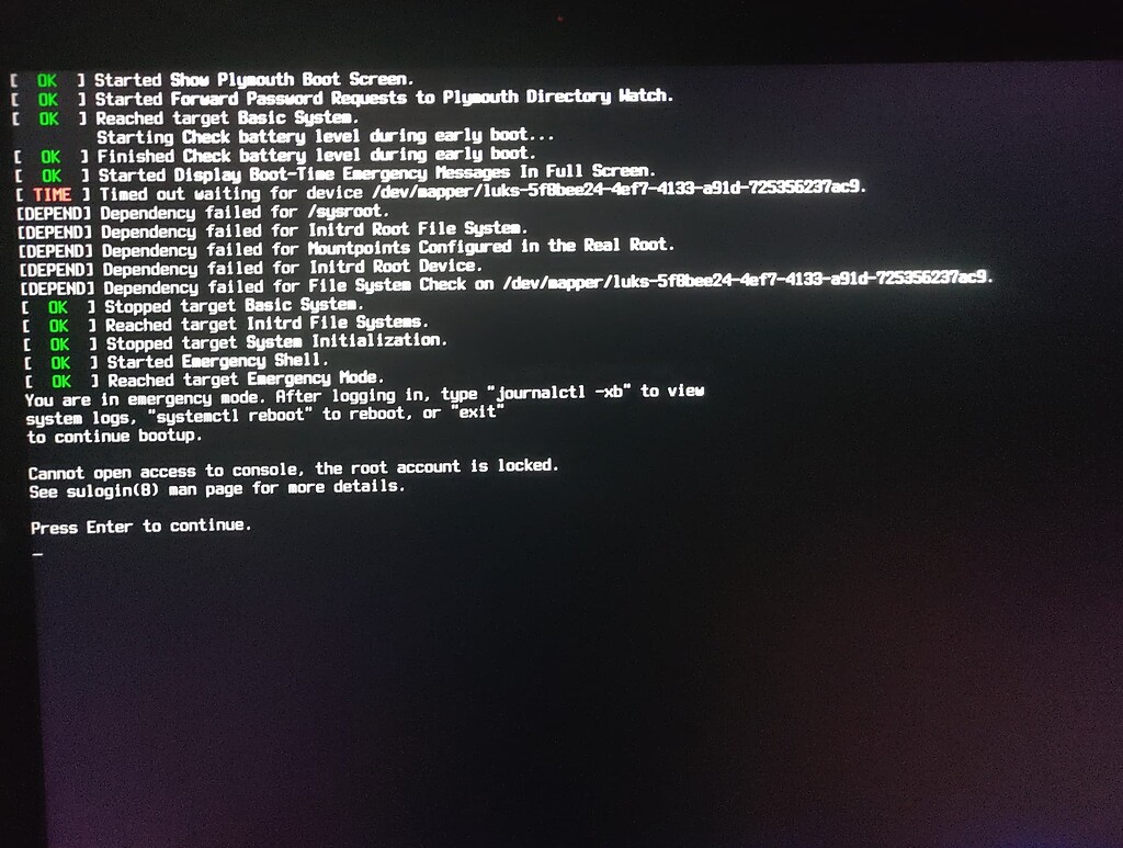 Timed out waiting for device /dev/mapper/luks-… - Kernel - Manjaro ...