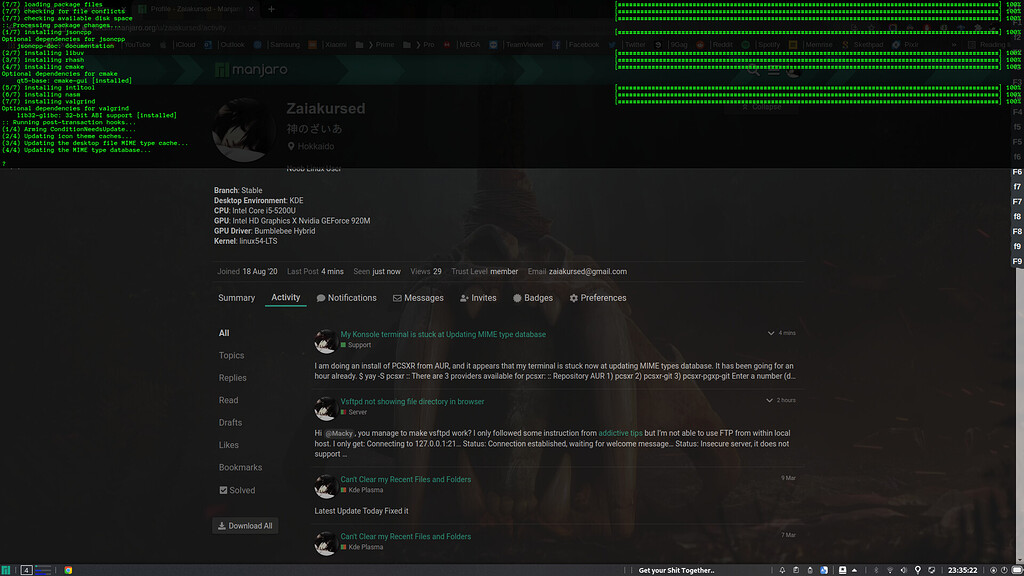 My Konsole terminal is stuck at Updating MIME type database - Support ...