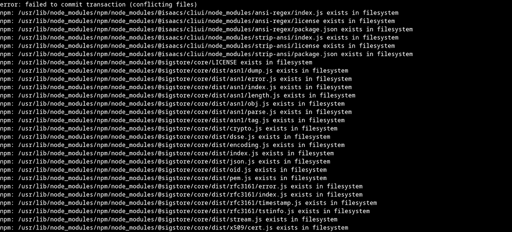 Node related file conflicts - Third-Party Software - Manjaro Linux Forum