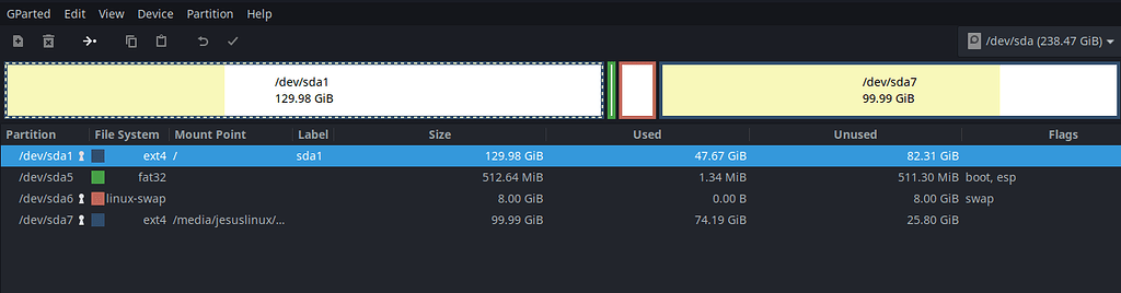 Move partitions GParted - Support - Manjaro Linux Forum