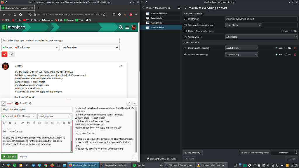 Maximize when open and make smaller the task manager - KDE Plasma ...