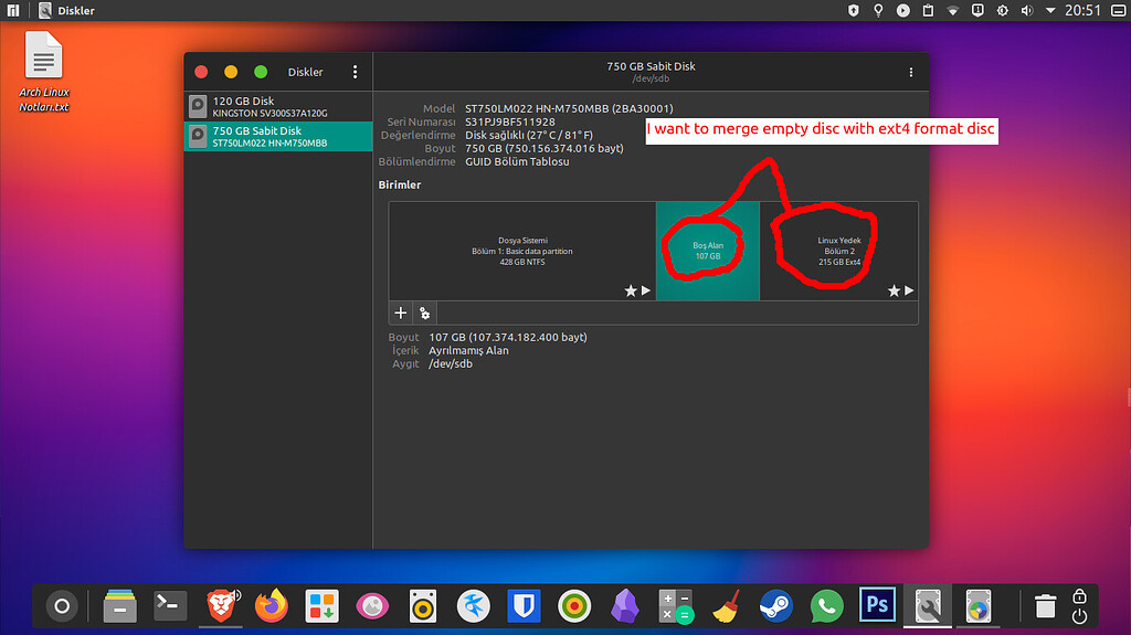 I want to merge empty disc with ext4 format disc - Support - Manjaro ...