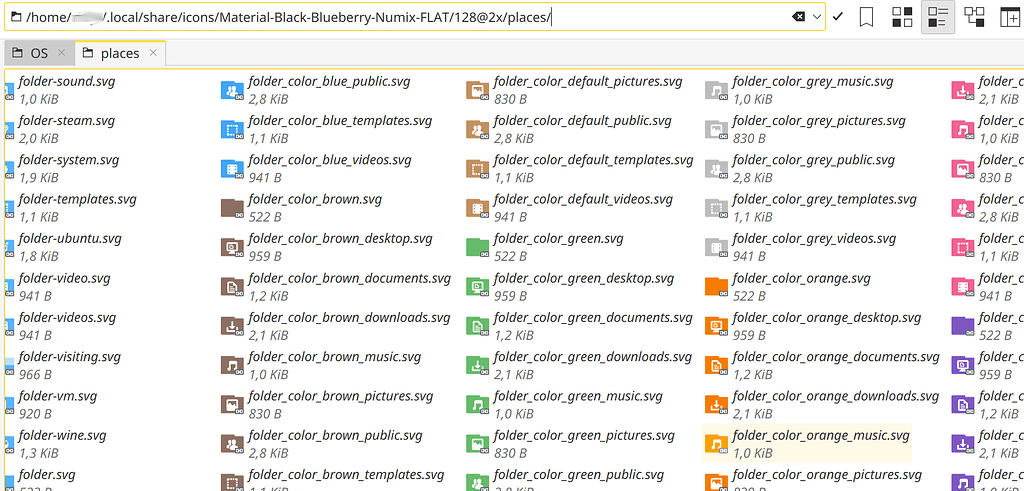 Icon packs with multiple colors: don't understand installed folders ...