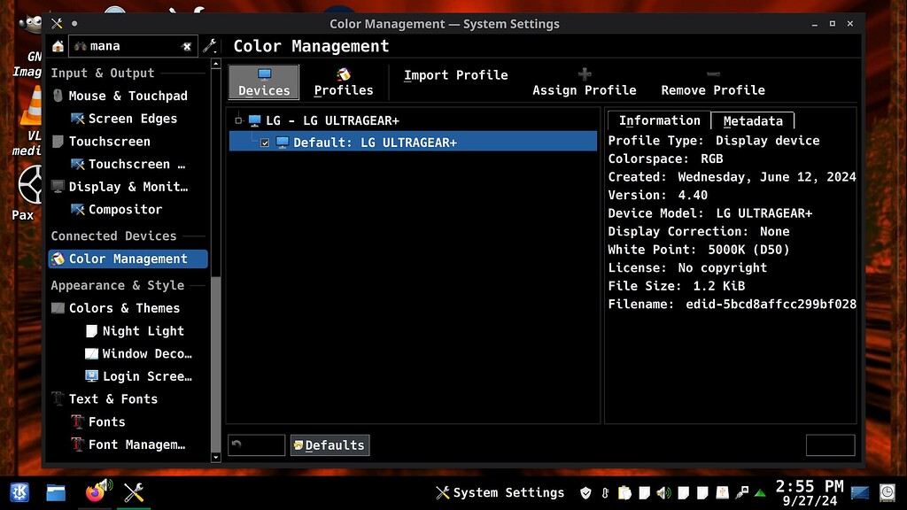 How do I remove the color profile? - KDE Plasma - Manjaro Linux Forum