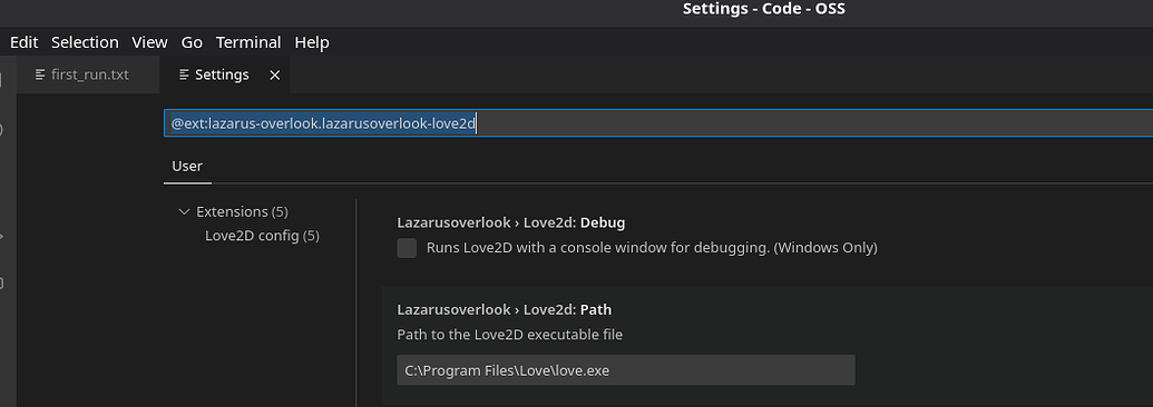 Can't find love2d executable for VS Code - Snap/Flatpak - Manjaro Linux ...
