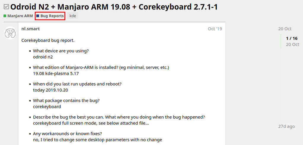 Bug reports improvement, suggestions - Forum - Manjaro Linux Forum