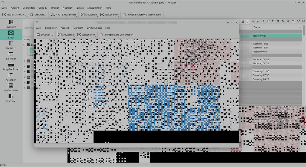 Garbled message area in received mails in kmail - KDE Plasma - Manjaro ...