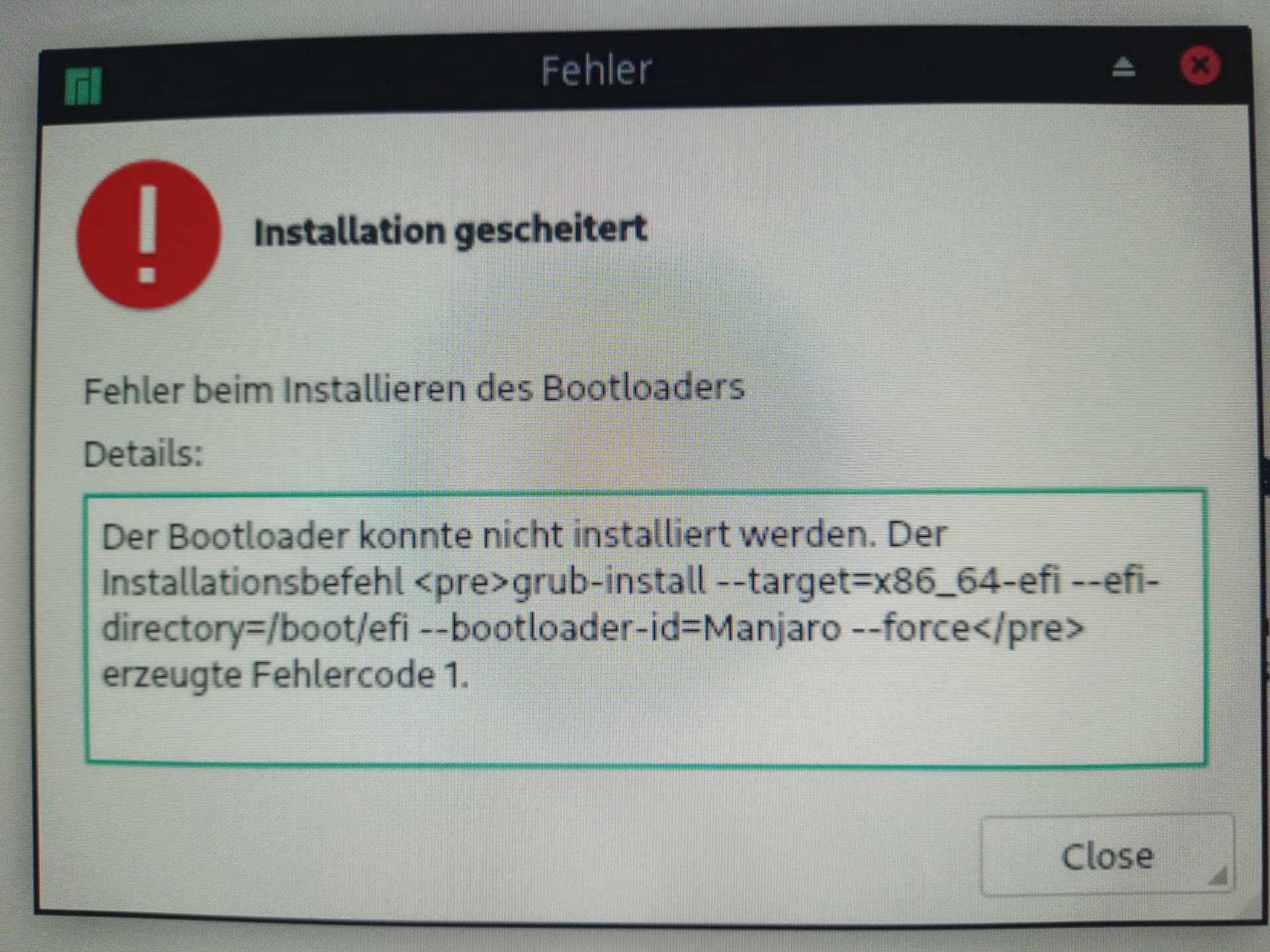 Installation fails with Boot Loader Return Code 1 - Support - Manjaro ... Installation fails with Boot Loader Return Code 1 - Support - Manjaro ...
