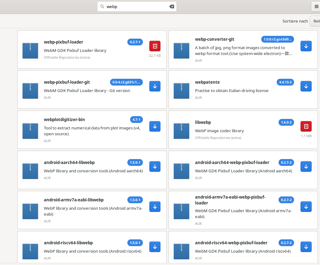 Software "WebP" was not found! Please install it - KDE Plasma - Manjaro ...