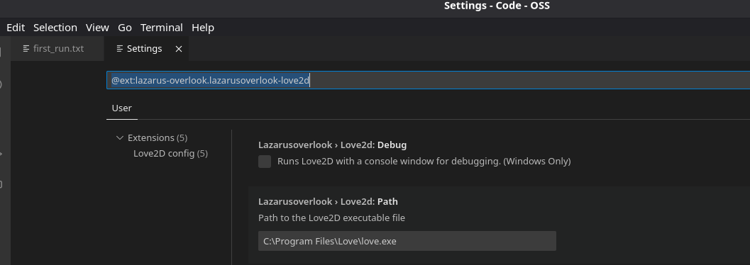 Can't find love2d executable for VS Code - Snap/Flatpak - Manjaro Linux ...